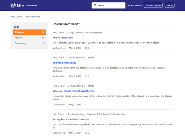 Mink — Zendesk Theme with a Wave Pattern and Custom Blocks