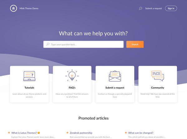 Mink — Zendesk Theme with a Wave Pattern and Custom Blocks