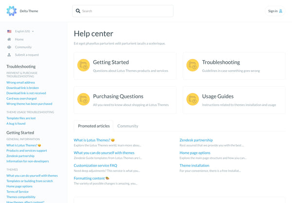 Delta — Zendesk Theme Created for Long Documentation