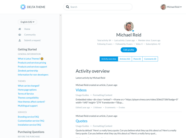 Delta — Zendesk Theme Created for Long Documentation