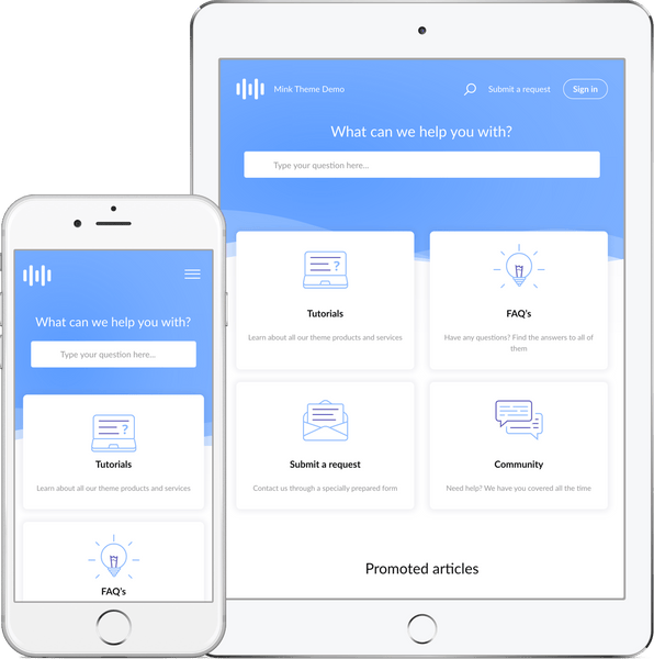 Mink — Zendesk Theme with a Wave Pattern and Custom Blocks